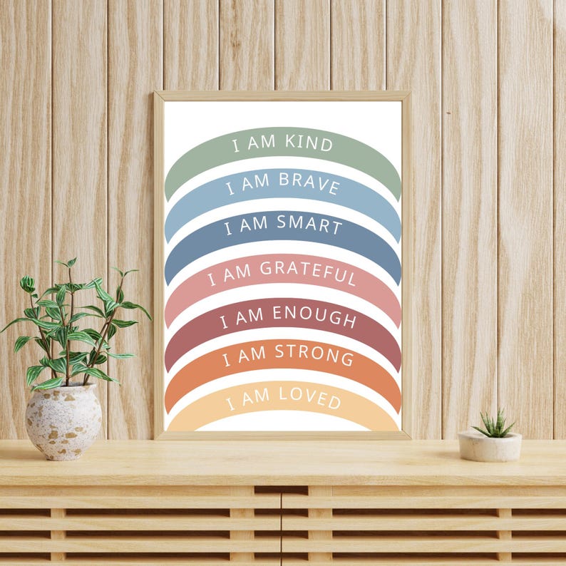 Rainbow Affirmations Wall Art | Motivational Printable | Positive ...