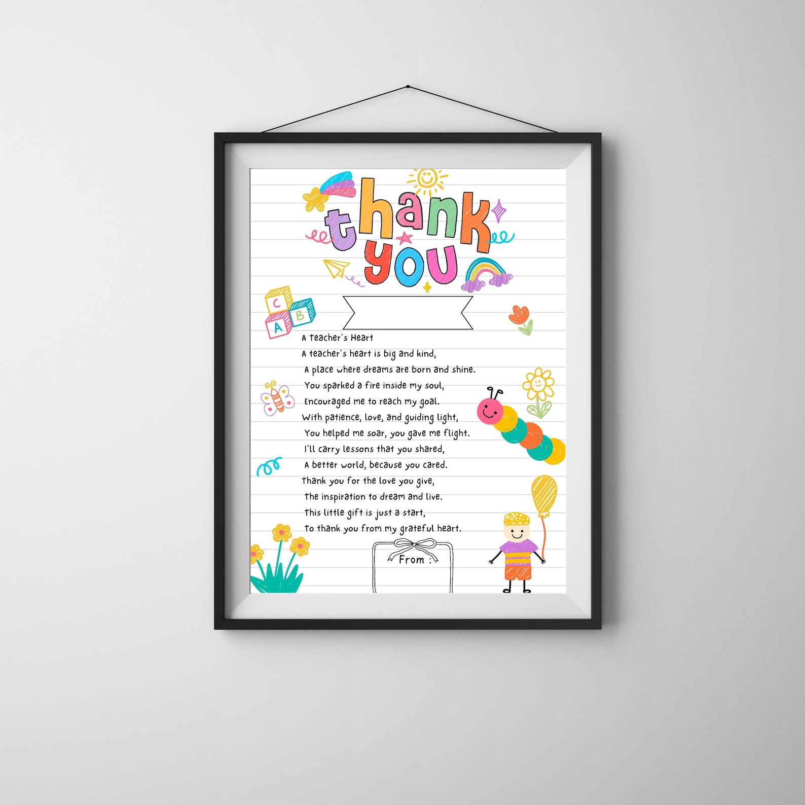Thank You Teacher Poem Printable | Teacher Appreciation Gift | Instant ...