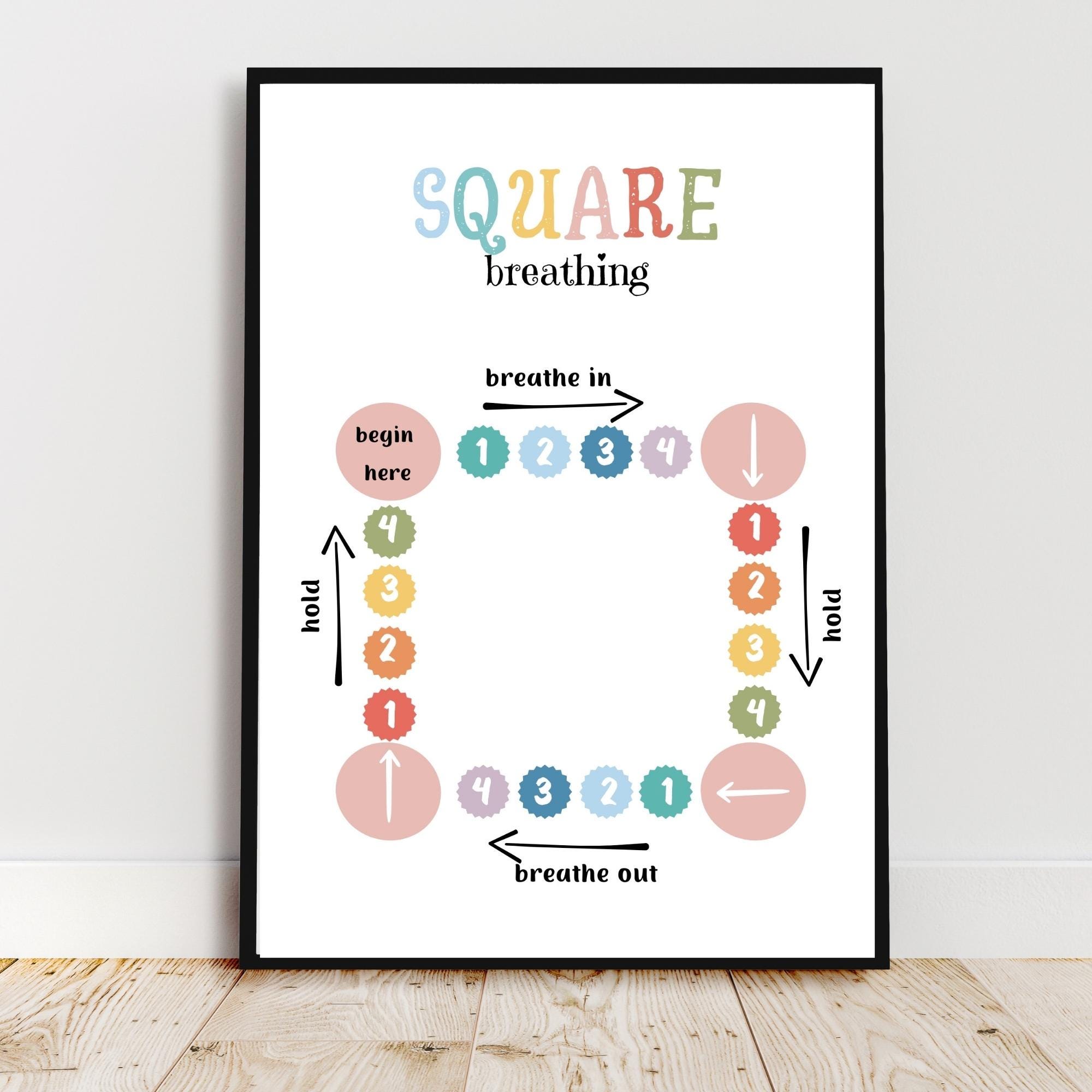 Box Breathing Poster: Calming Corner Decor, Anxiety Relief (digital ...