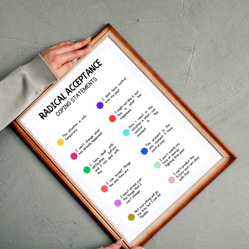 Radical Acceptance Poster DBT Affirmations, Cognitive Distortions Art ...