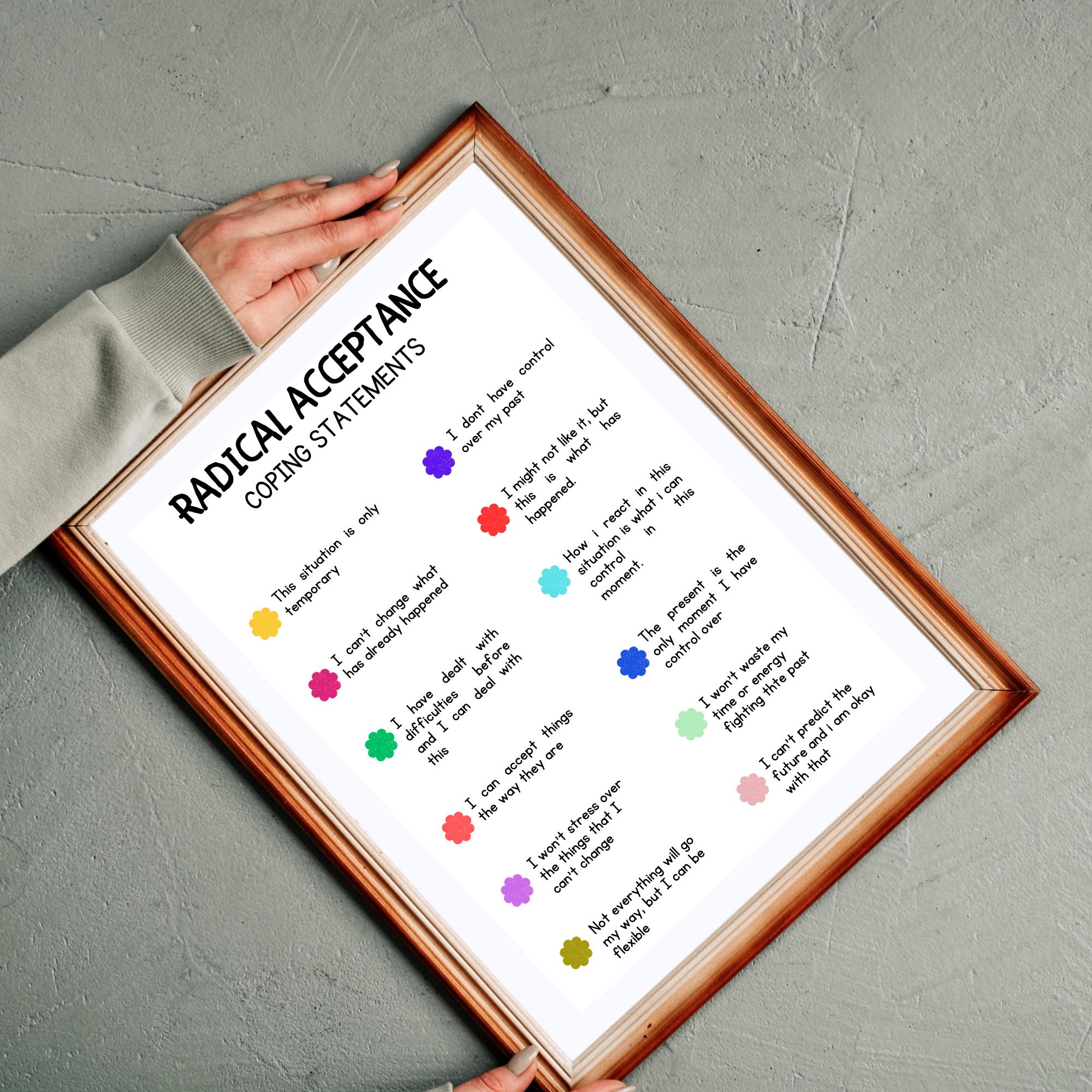 Radical Acceptance Poster DBT Affirmations, Cognitive Distortions Art ...