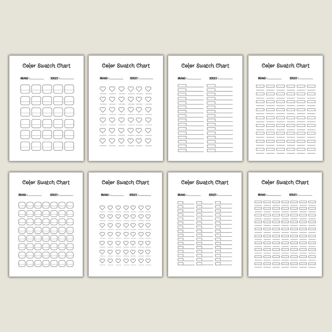 Color Swatch Test - Digital Printable Template | Blank Color Chart ...