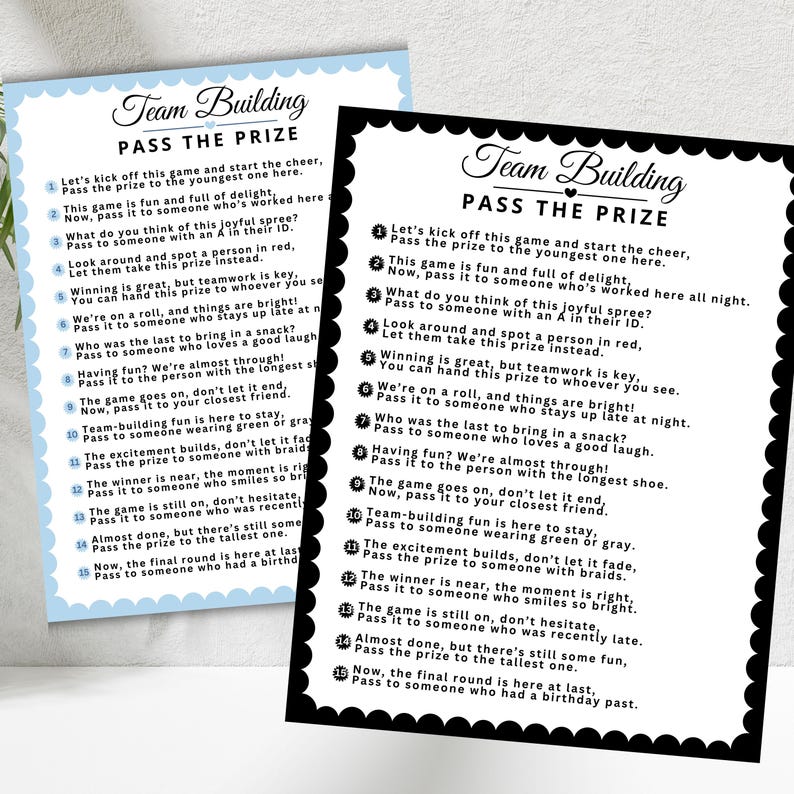 Pass the Prize Team Building Game: Office Party Activity (printable PDF ...