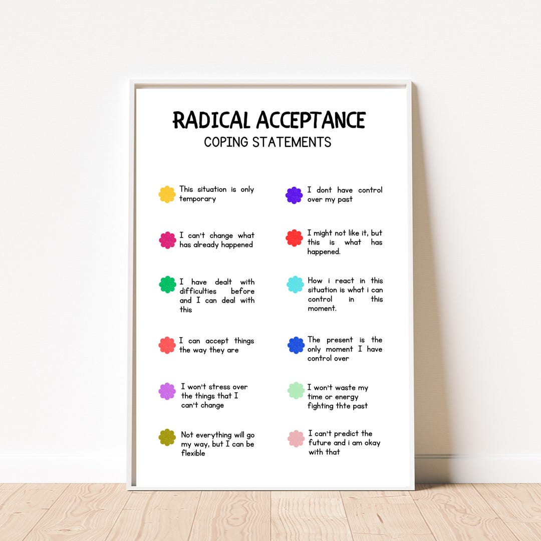 Radical Acceptance Poster DBT Affirmations, Cognitive Distortions Art ...