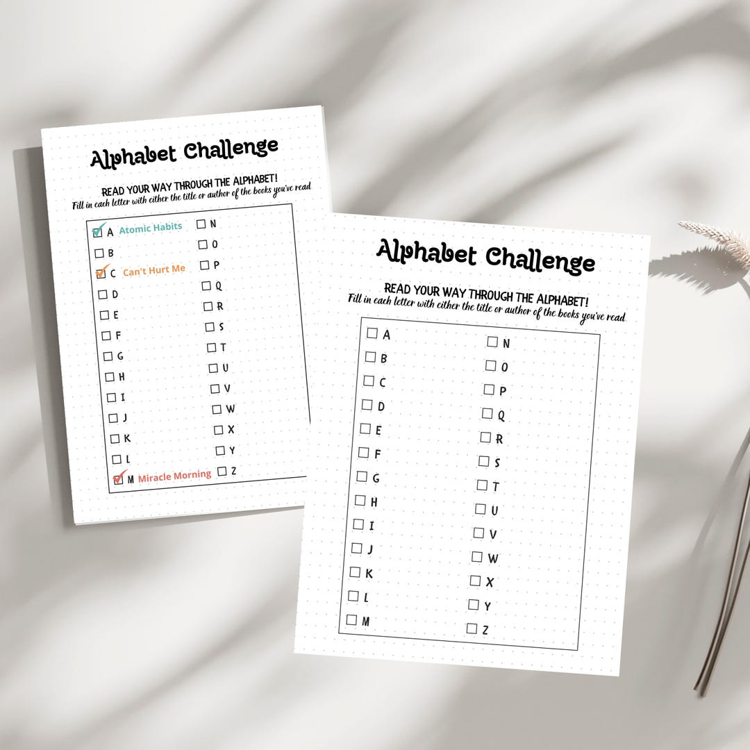 Alphabet Reading Challenge - Book Tracker | Printable Journal Page ...