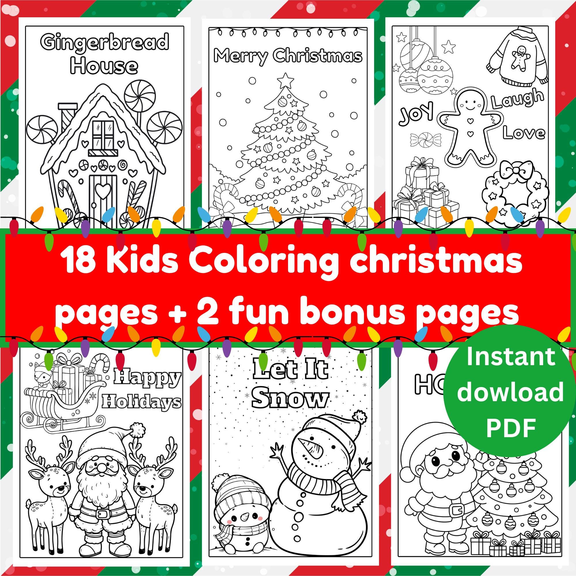 Kids Printable Christmas Coloring Pages, 18 Cute and Festive Holiday ...