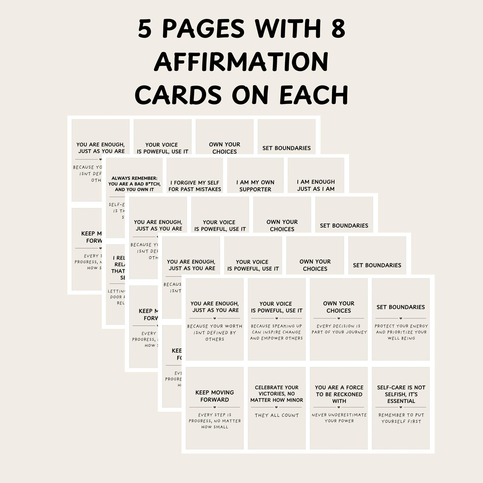 40 Affirmation Cards Printable, Affirmation Cards Digital, Vision Board ...