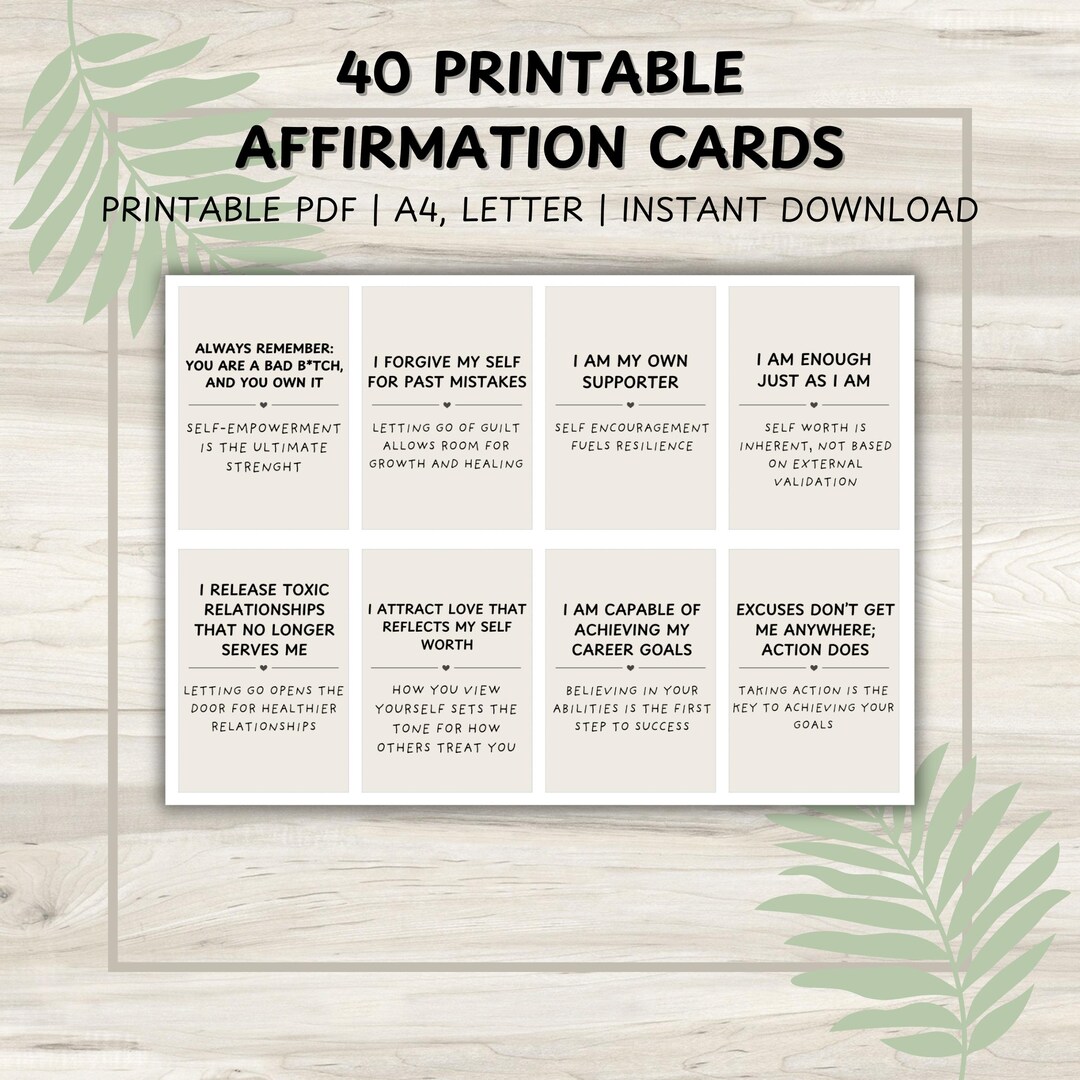 40 Affirmation Cards Printable, Affirmation Cards Digital, Vision Board ...