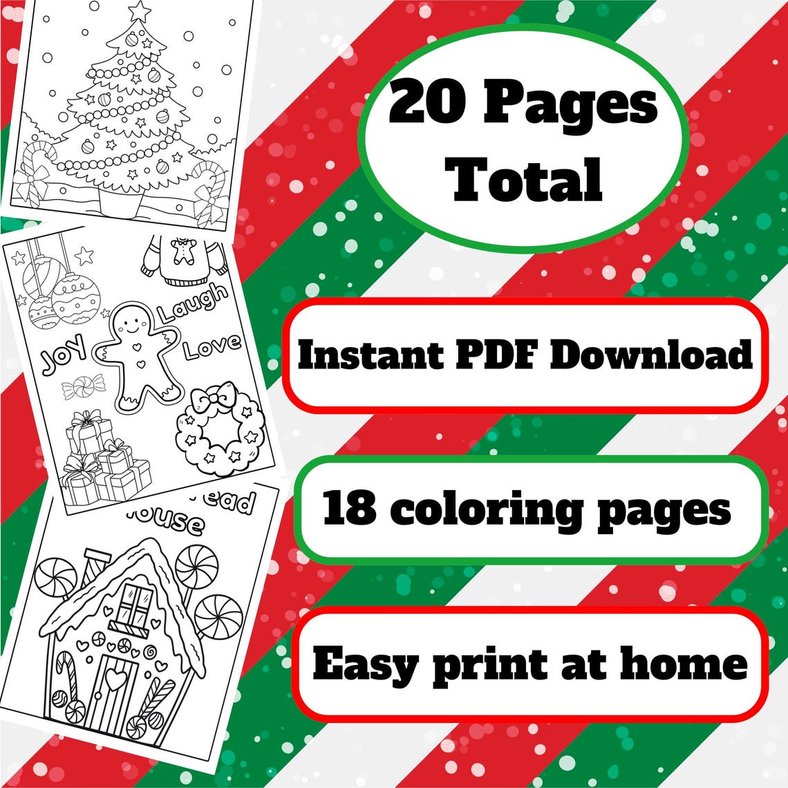 Kids Printable Christmas Coloring Pages, 18 Cute and Festive Holiday ...