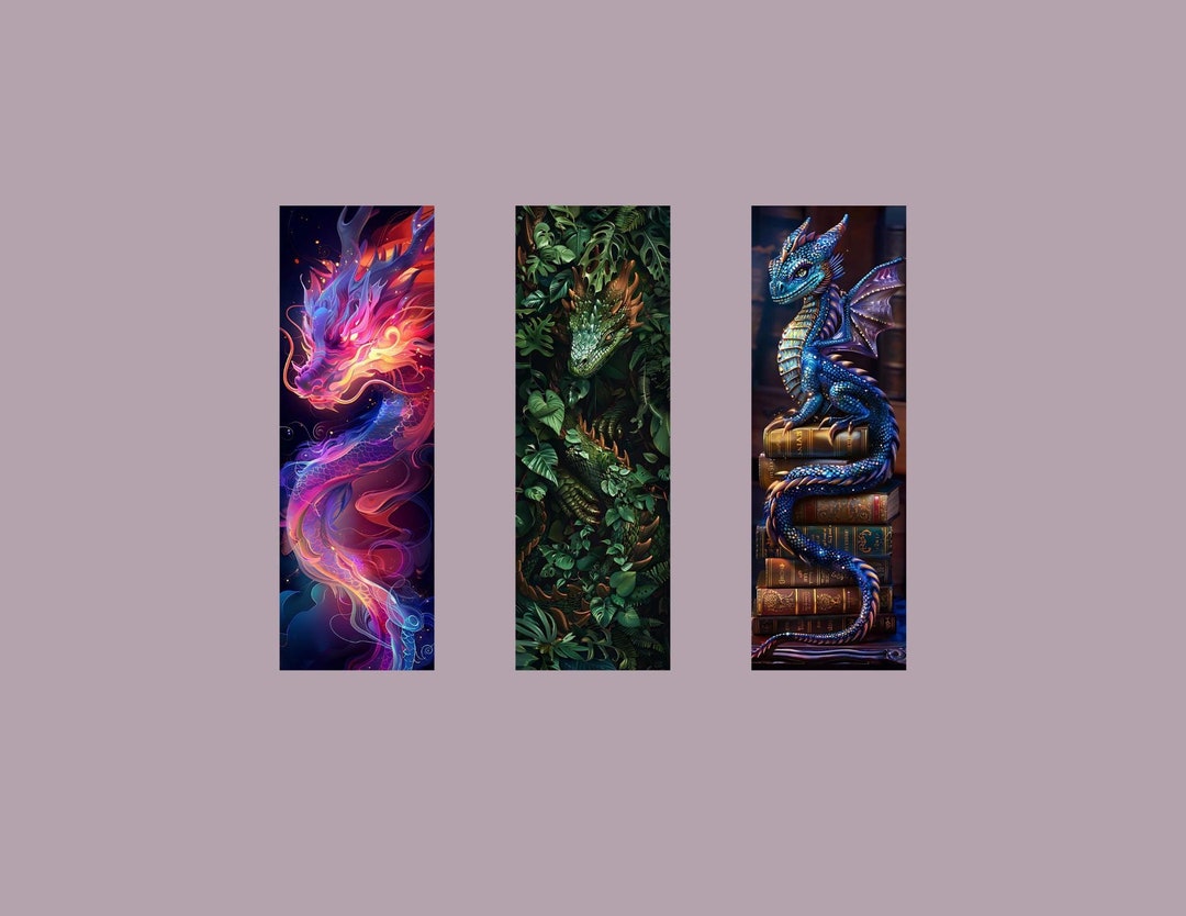 Mythical Dragons Traditional Double-sided Bookmarks - Etsy