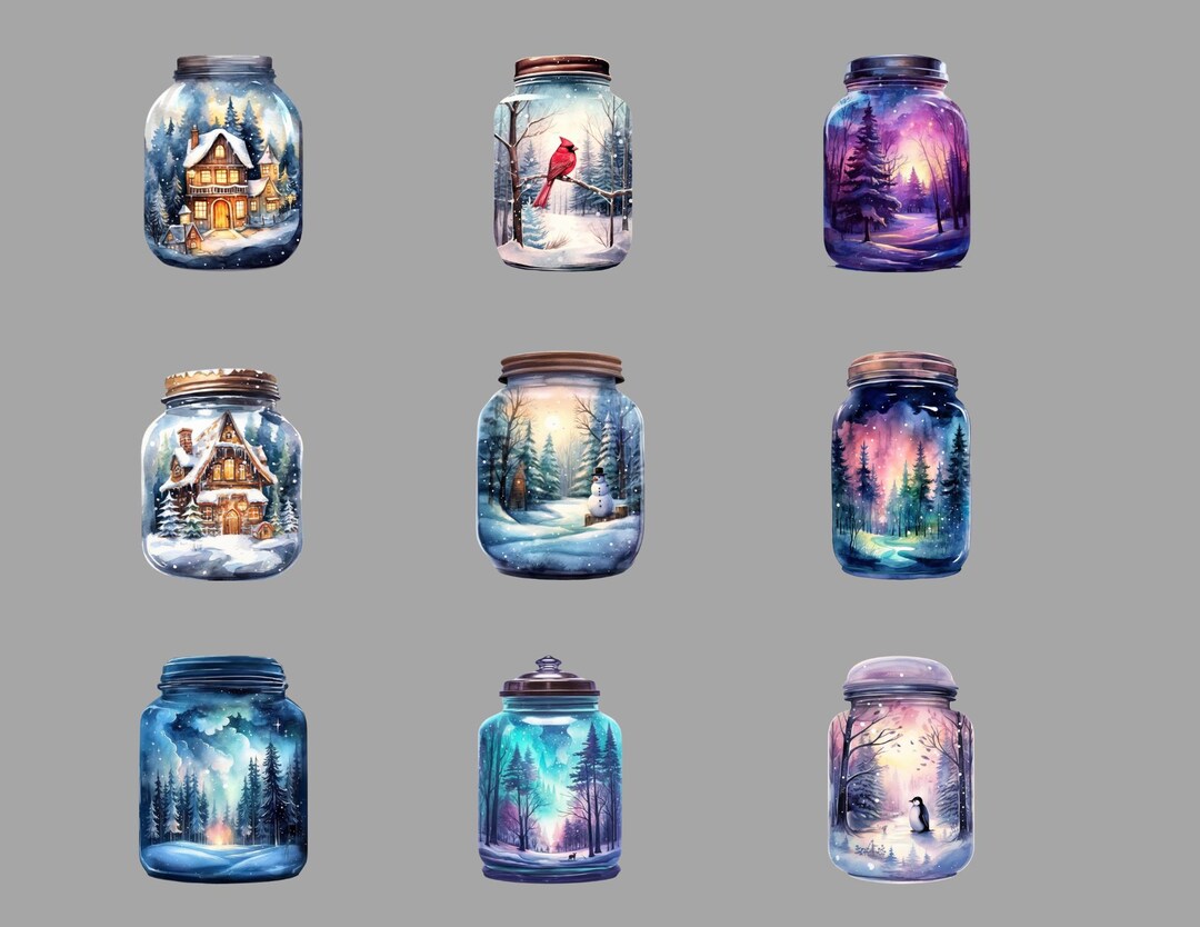 Winter in a Mason Jar Magnetic Bookmarks - Etsy