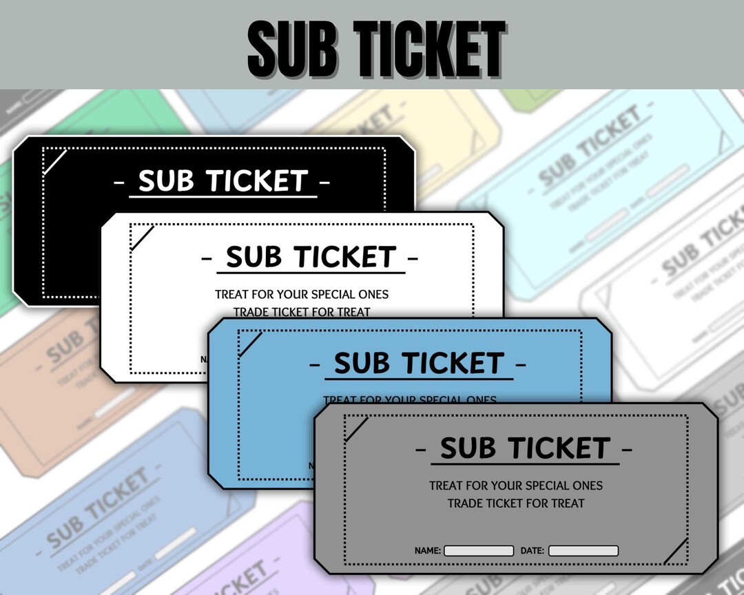 Sub Tickets Printable Classroom Management Incentives Instant Download ...