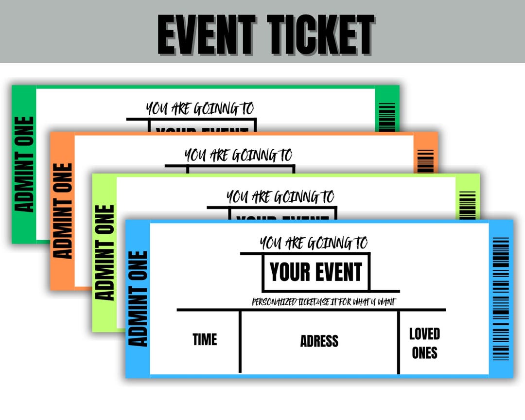 Event Ticket Template, EDITABLE DIY Event Printable, Surprise Getaway, Invitation, Gift for Him ...