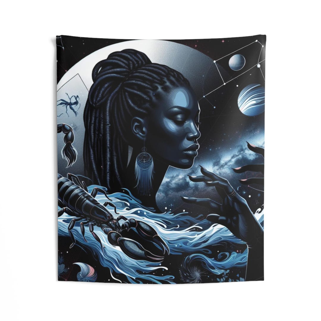 African American Womans Scorpio Astrology Wall Tapestry, Perfect for ...