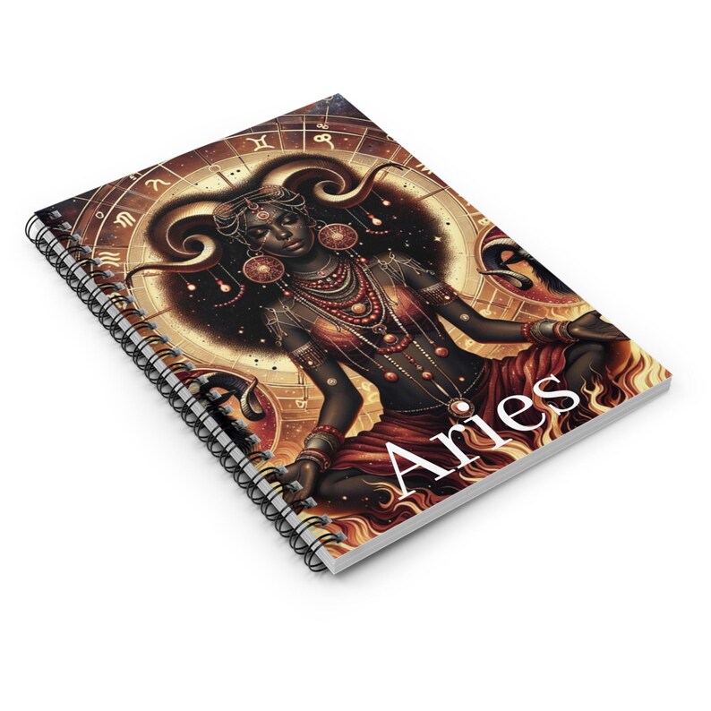 Womans African American Aries Astrology Zodiac Notebook - Spiral Ruled ...