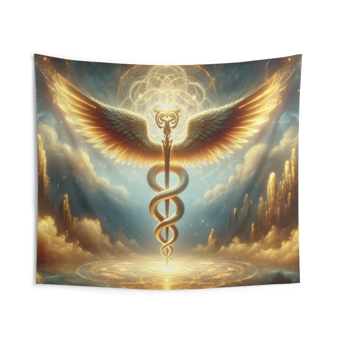 Caduceus With Wings Kundalini Spiritual Indoor Wall Hanging Tapestry ...