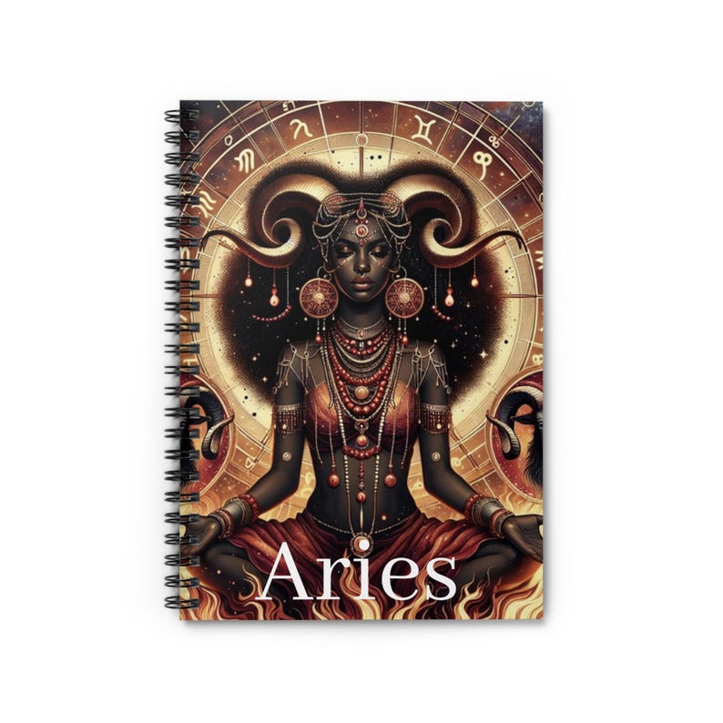 Womans African American Aries Astrology Zodiac Notebook - Spiral Ruled ...