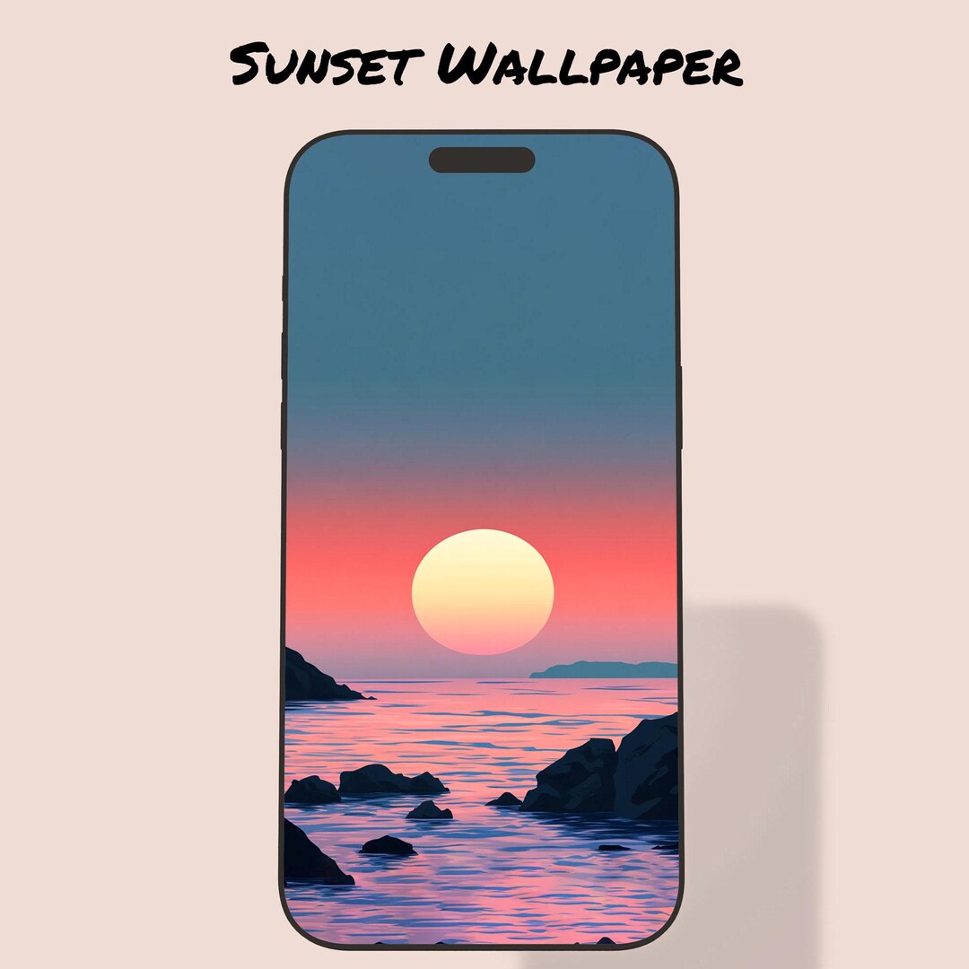 Calm Sunset Wallpaper for Phone, Tranquil Mediterranean Evening Scene, Ocean View Wallpaper for ...