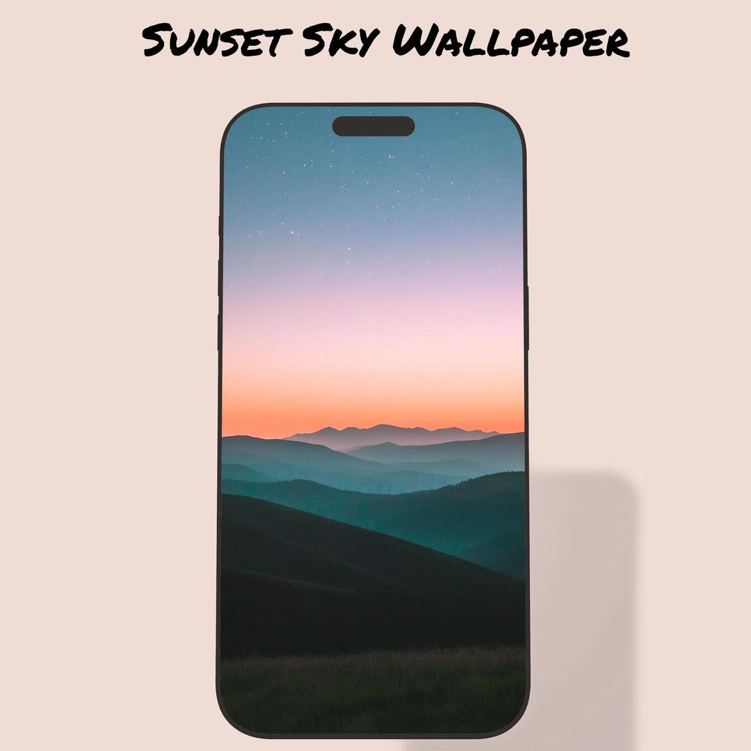 Mountain Sunset Phone Wallpaper, Pastel Sky Digital Background, Nature ...
