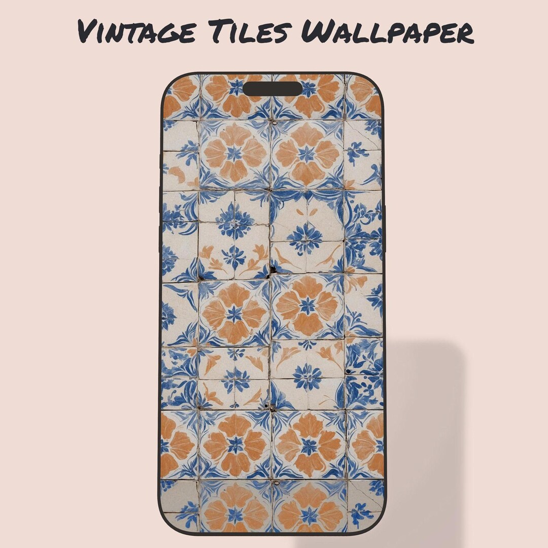 Vintage Floral Tile Wallpaper, Mediterranean-inspired Vintage Tiles ...