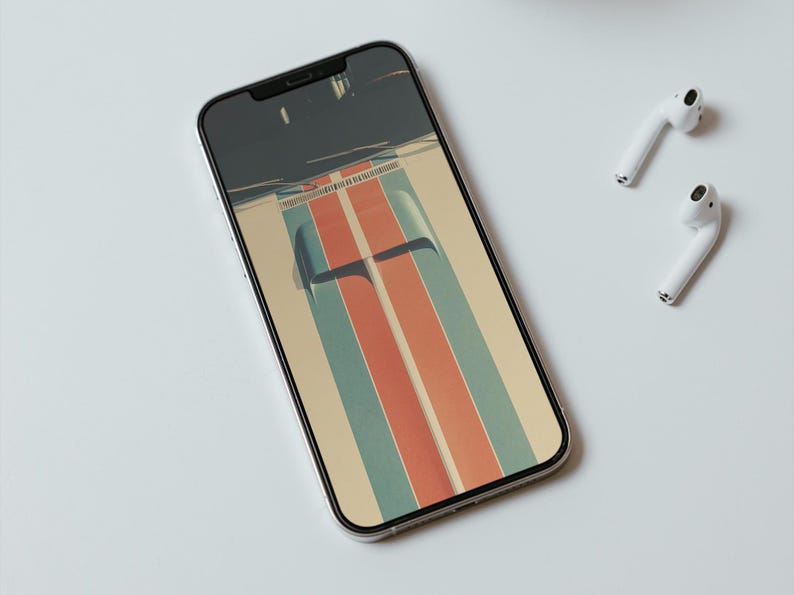 Vintage Racing Stripes Car Phone Wallpaper, Retro Car Digital ...