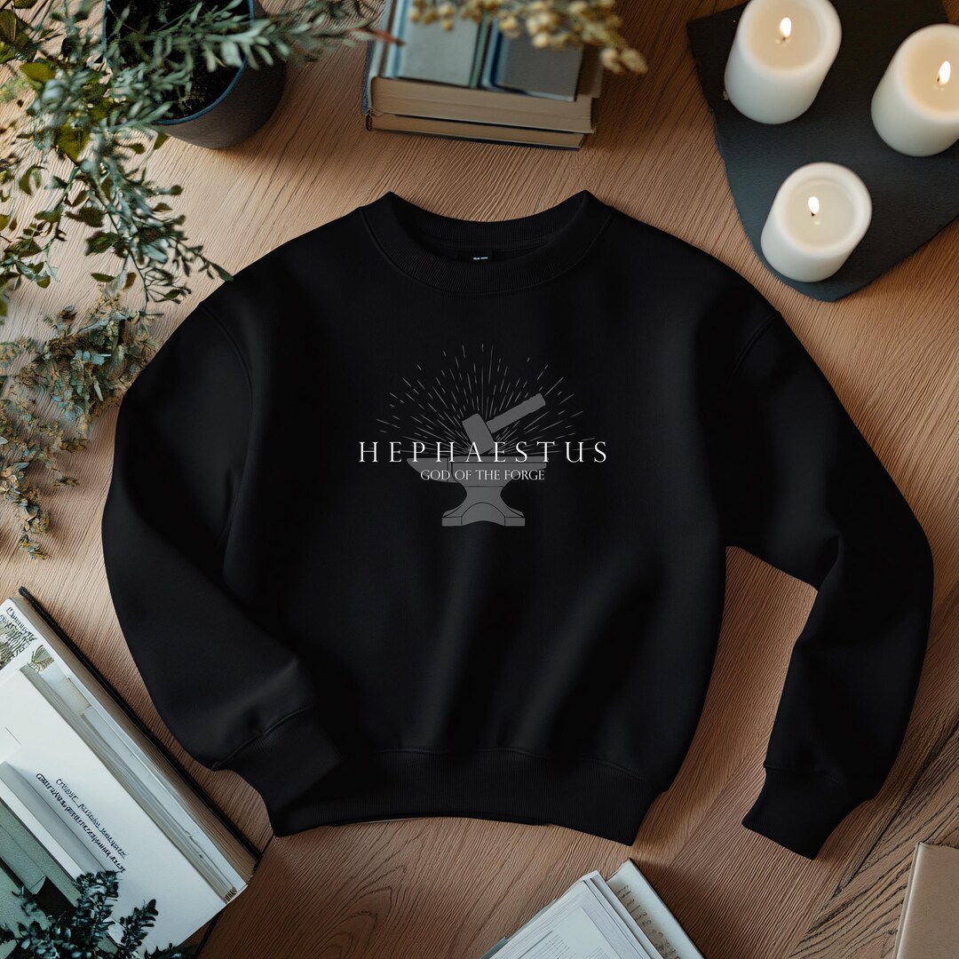 Hephaestus God of the Forge Crewneck Sweatshirt, Book Lover, Reading, Librarian Shirt, Reader ...