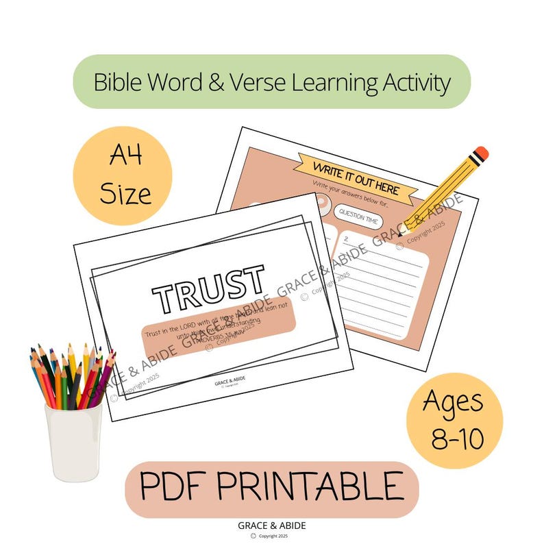 Bible Word & Verse Learning Activity for Children | Proverbs 3:5 ...