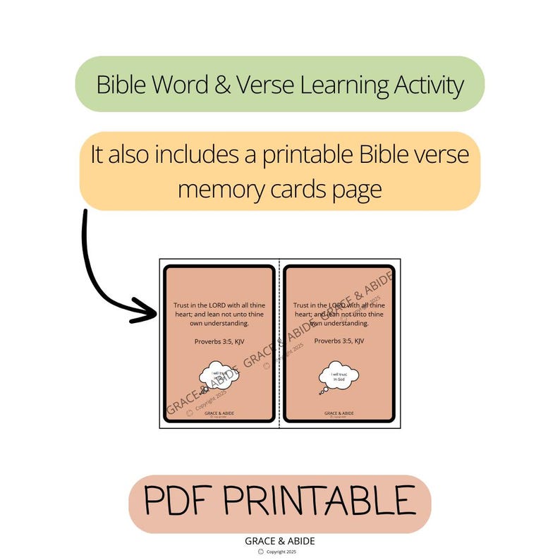 Bible Word & Verse Learning Activity for Children | Proverbs 3:5 ...