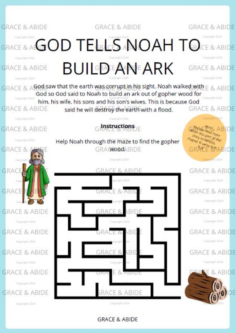 Noah & the Ark Activity Book Bible Activity Book Printable Bible ...