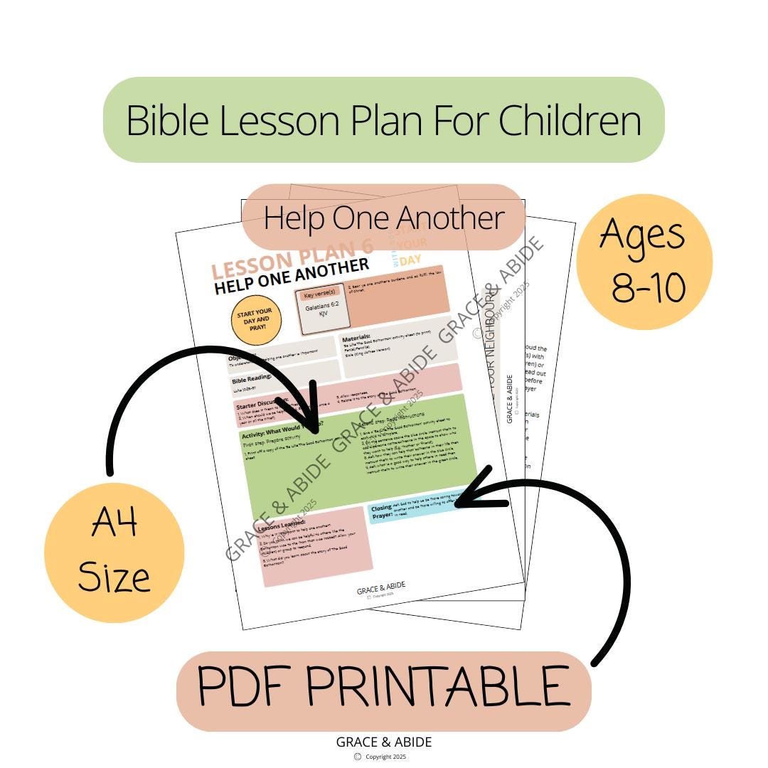 Bible Lesson Plan for Children | Help One Another Lesson Plan 6 | Bible ...