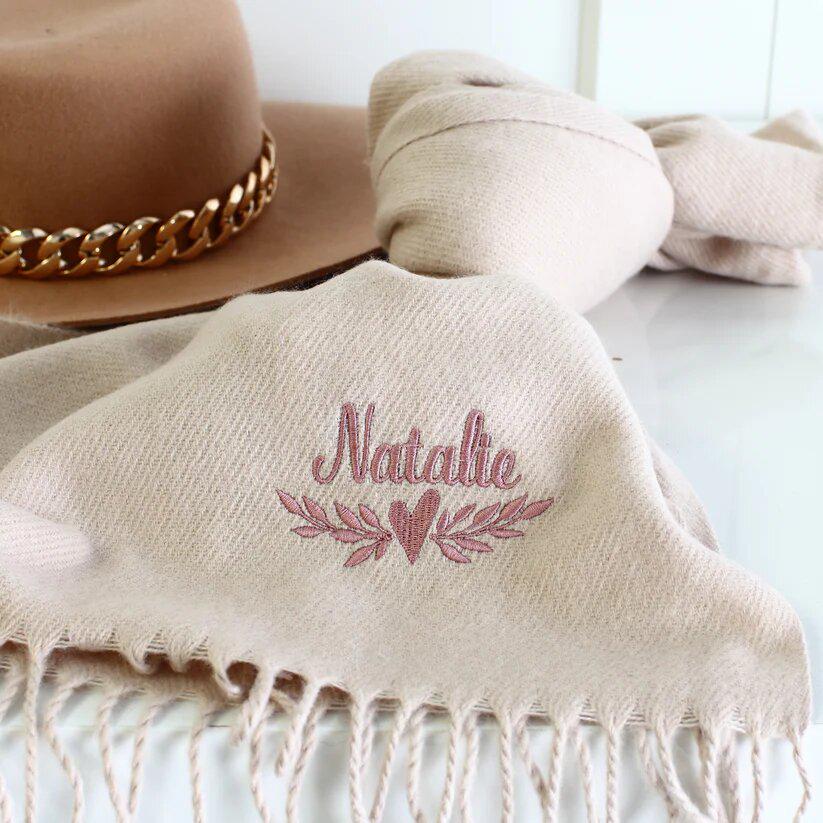 Embroidered Handwriting Personalized Name Scarf Custom Scarf Woolly ...
