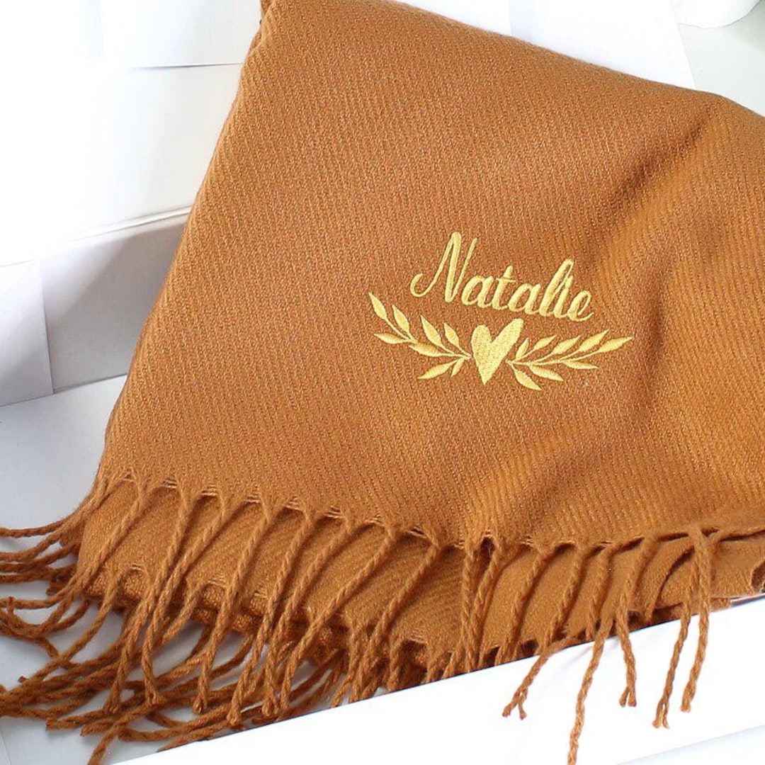 Embroidered Handwriting Personalized Name Scarf Custom Scarf Woolly ...