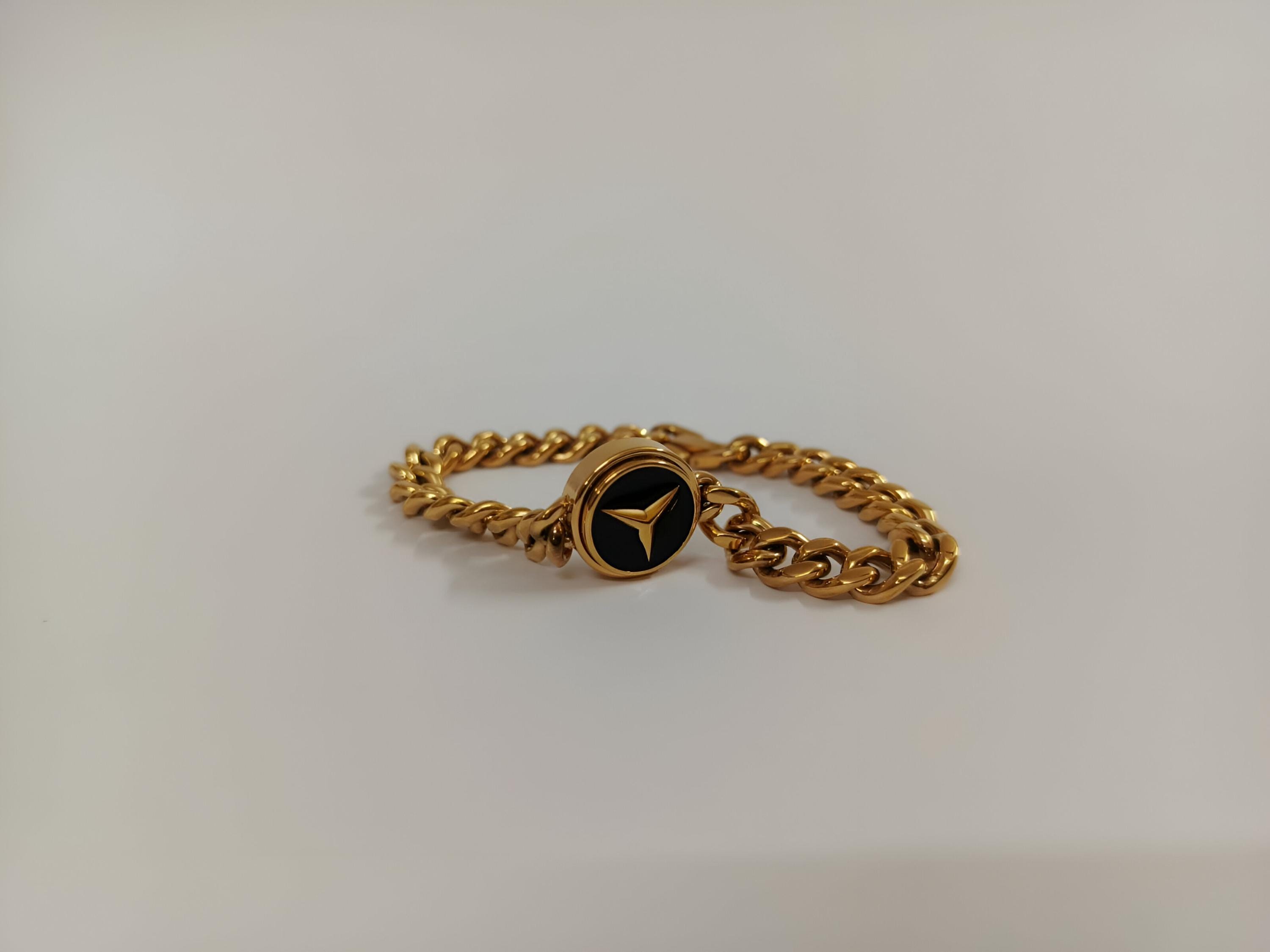 Stainless Steel Chain Mercedes Logo Roller Bracelet in Sliver and Gold ...