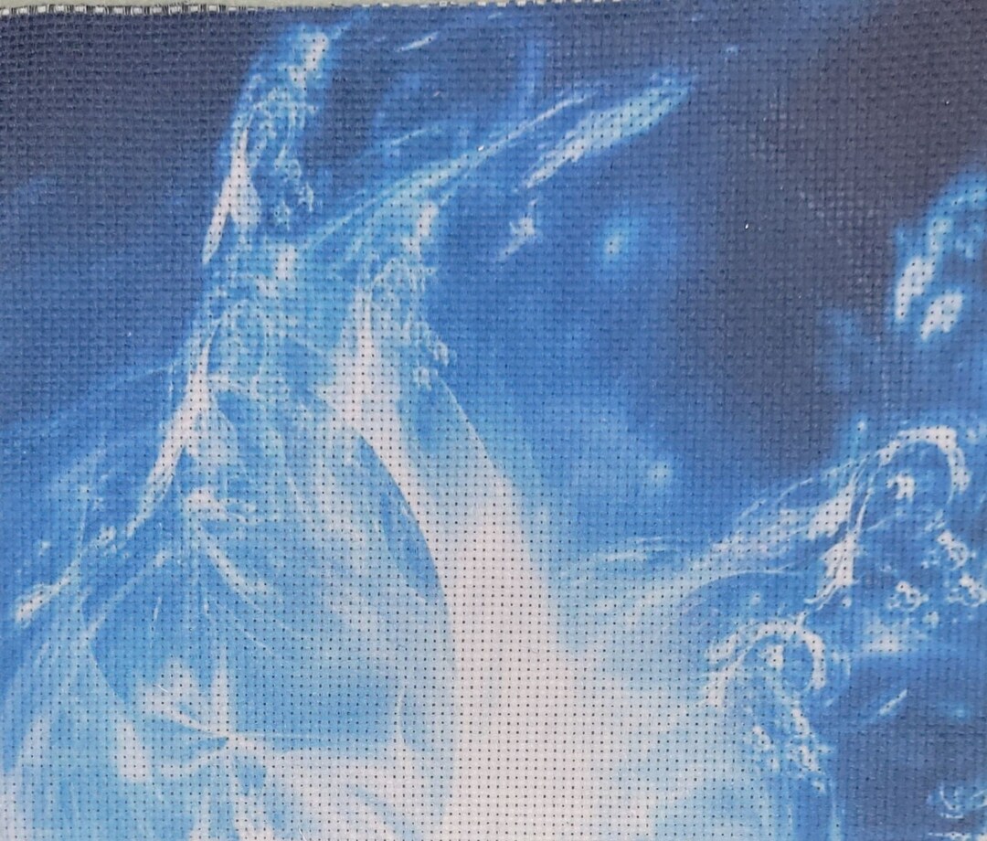 Printed 14 Count Aida for Cross Stitch Electric Ice Storm Blue and ...