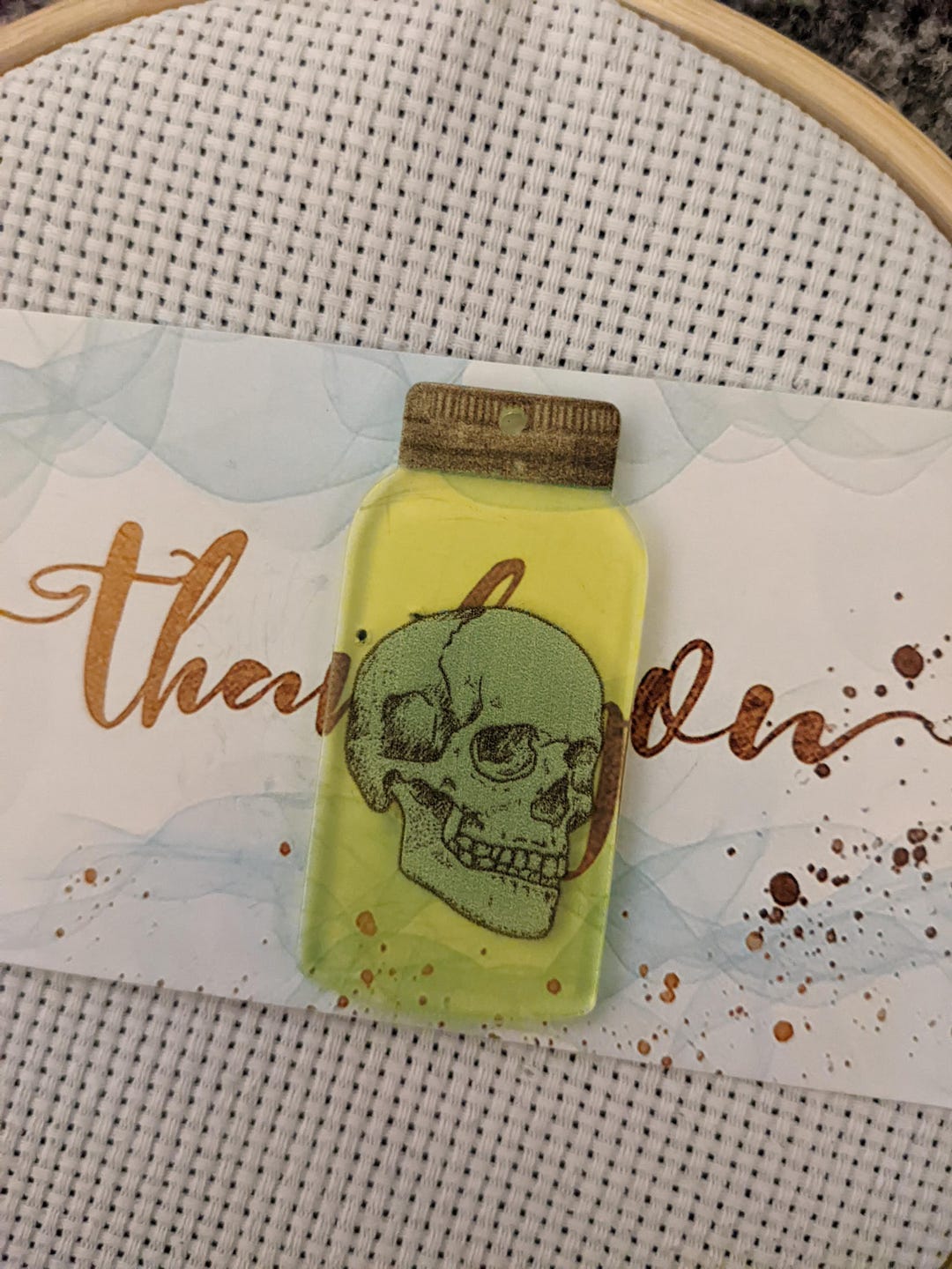 Skull in a Bottle 3D Looking Gothic Spooky Emo Rock Needle Minder - Etsy