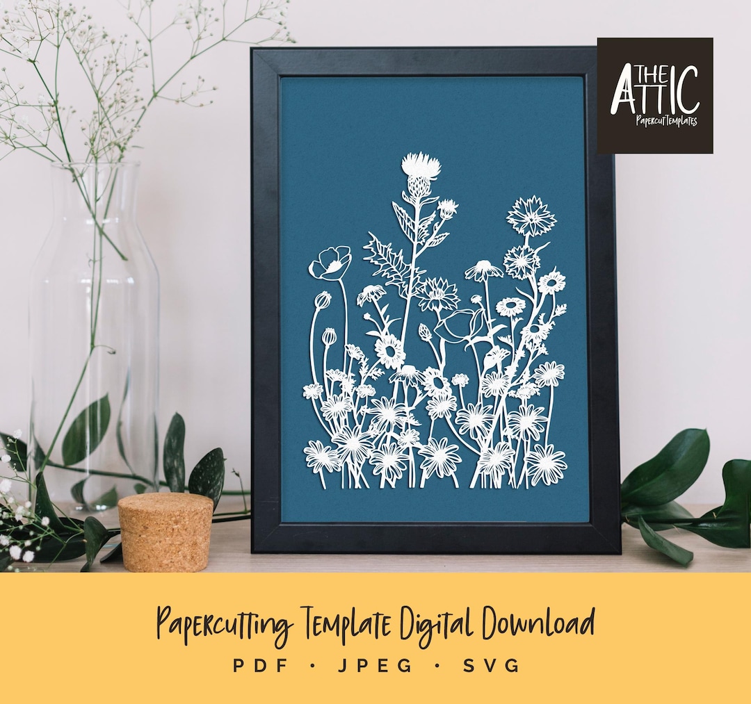 Wildflowers Papercutting Template: Botanical Papercut Design (PDF, JPEG ...