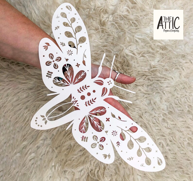 Moth Papercutting Template Folk Art Insects Papercut PDF JPEG for ...