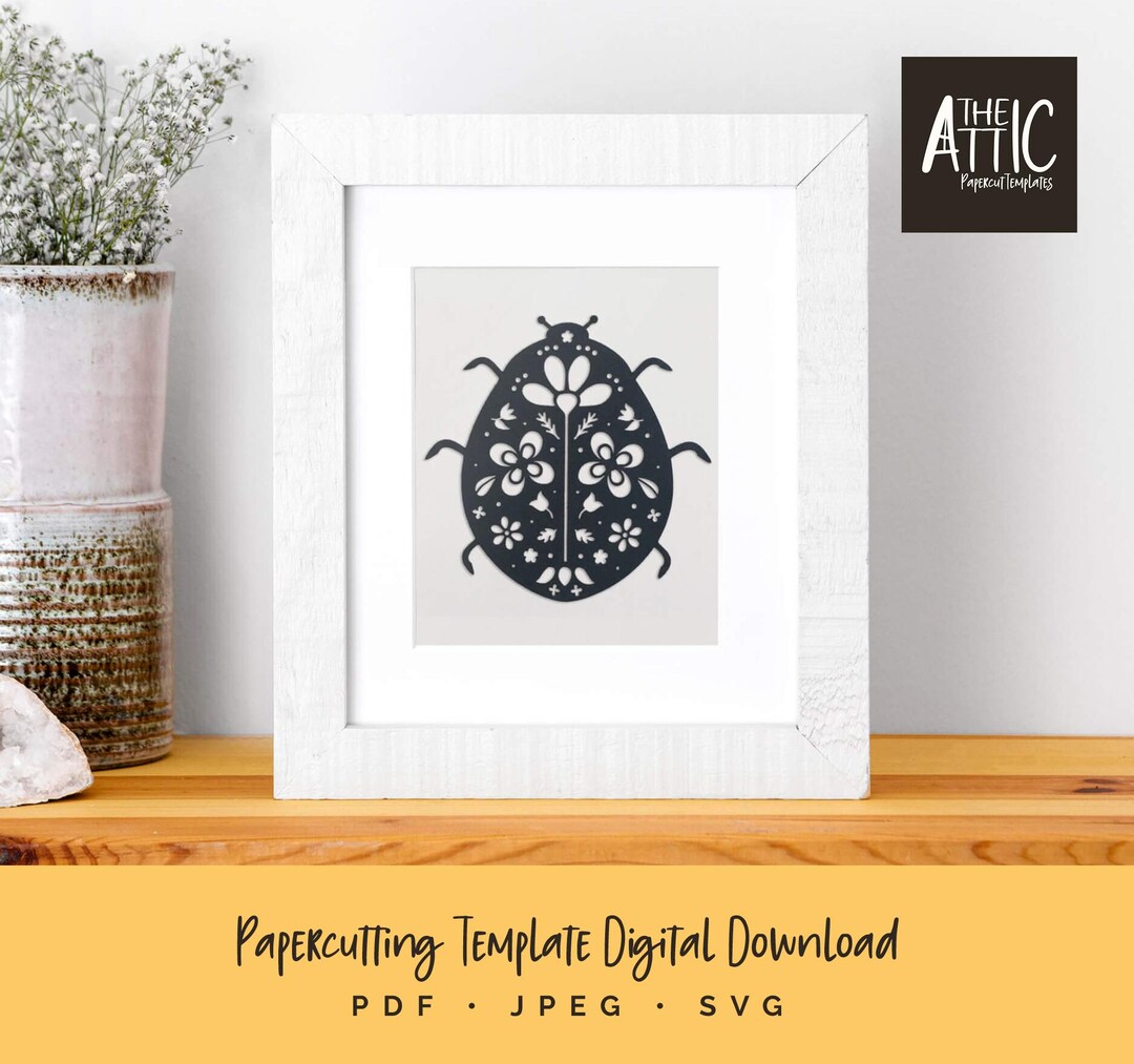 Folk Art Ladybird Papercutting Template | Folk Art Insects Papercut ...