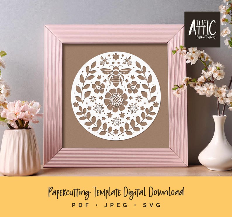 Plantilla de papel recortable con abejas de primavera / Plantilla de ...