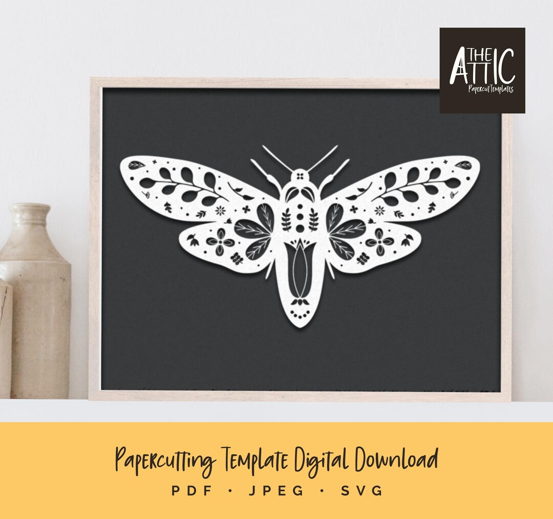 Moth Papercutting Template Folk Art Insects Papercut PDF JPEG for ...
