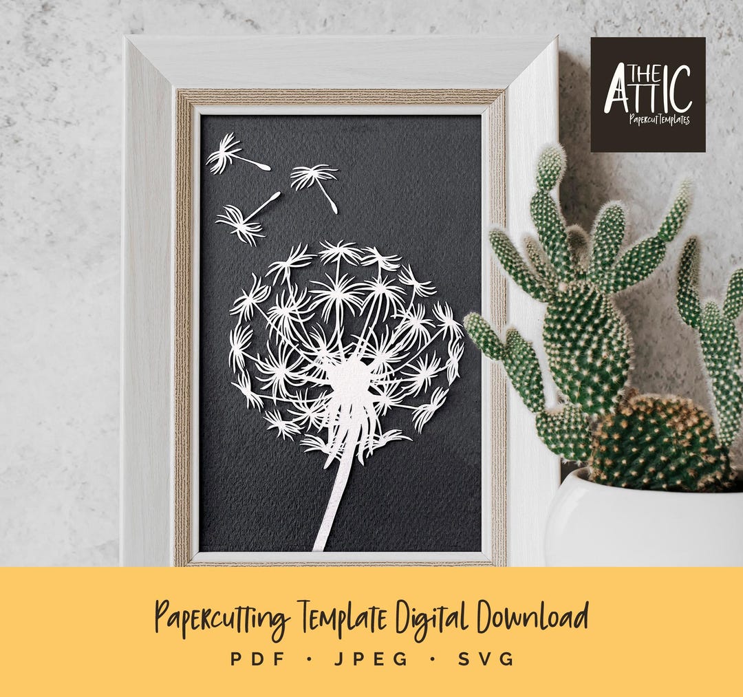 Dandelion Papercutting Template: Botanical Papercut Design (PDF, JPEG ...