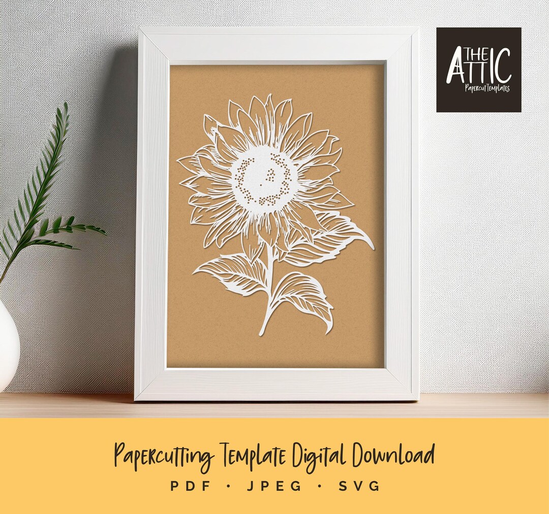 Sunflower Papercutting Template: Botanical Papercut Design (PDF, JPEG ...