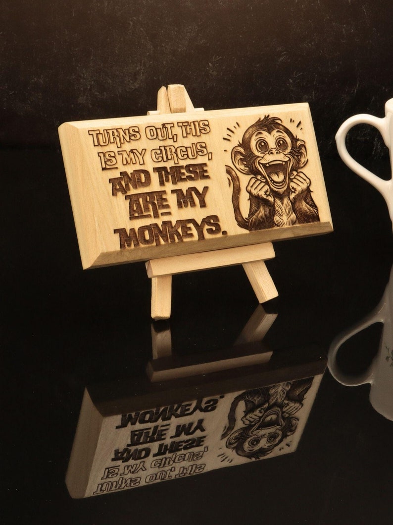 Monkeys Mini Laser Engraved Hand Finished Wood Sign 3 Tall by 5.5 Wide ...
