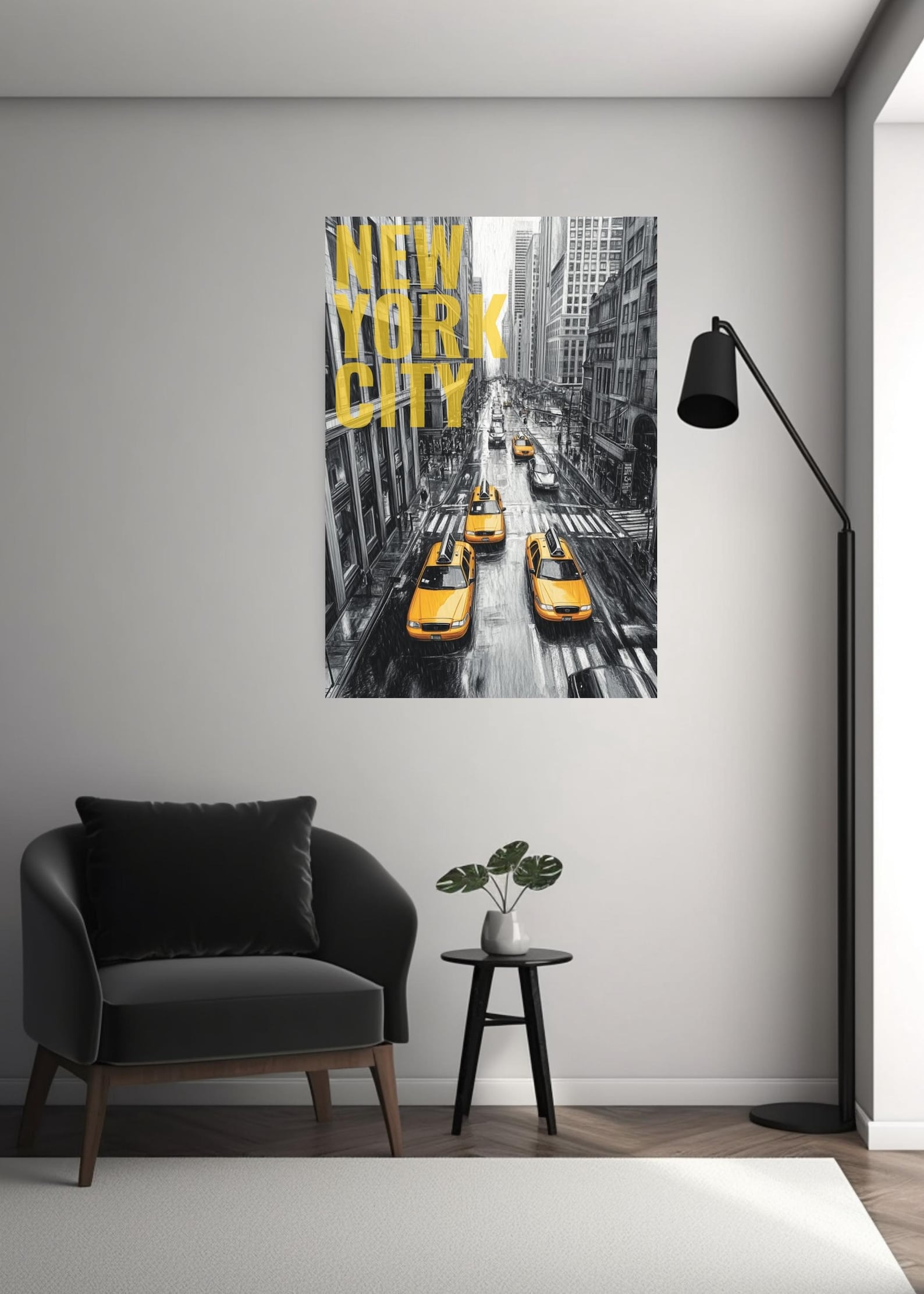 NYC Yellow Taxi Print: Pencil Sketch Cityscape (digital Download) - Etsy