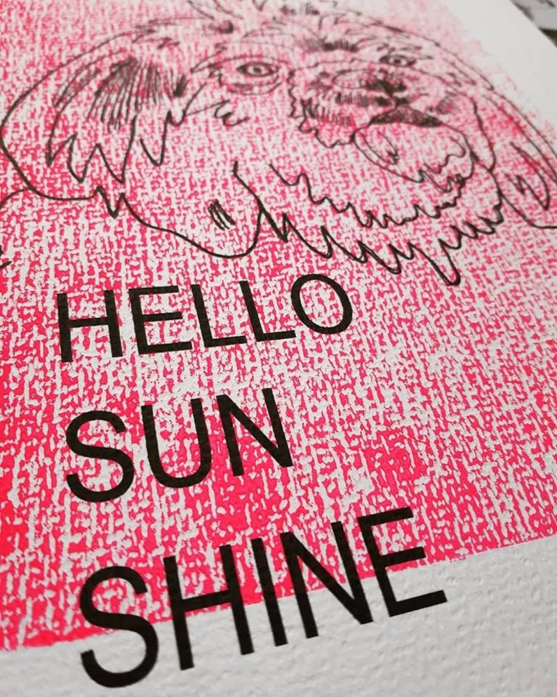 HELLO SUNSHINE- Neon Pink Illustration - Etsy