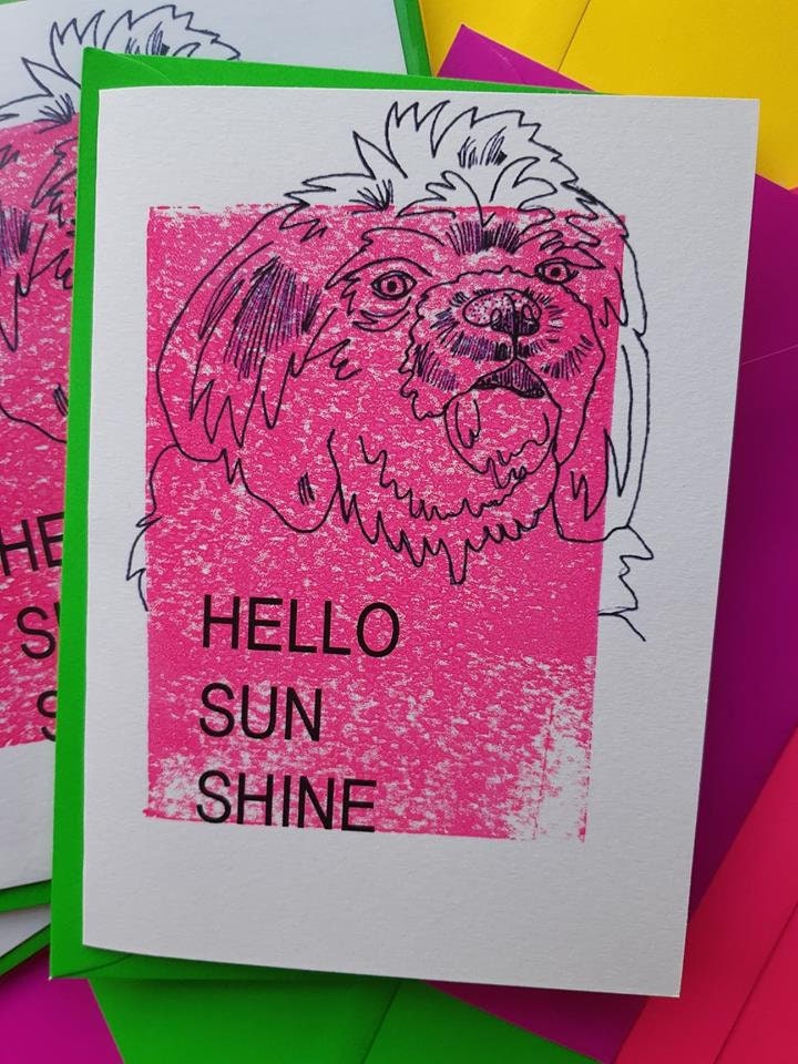 HELLO SUNSHINE- Neon Pink A6 Card - Etsy