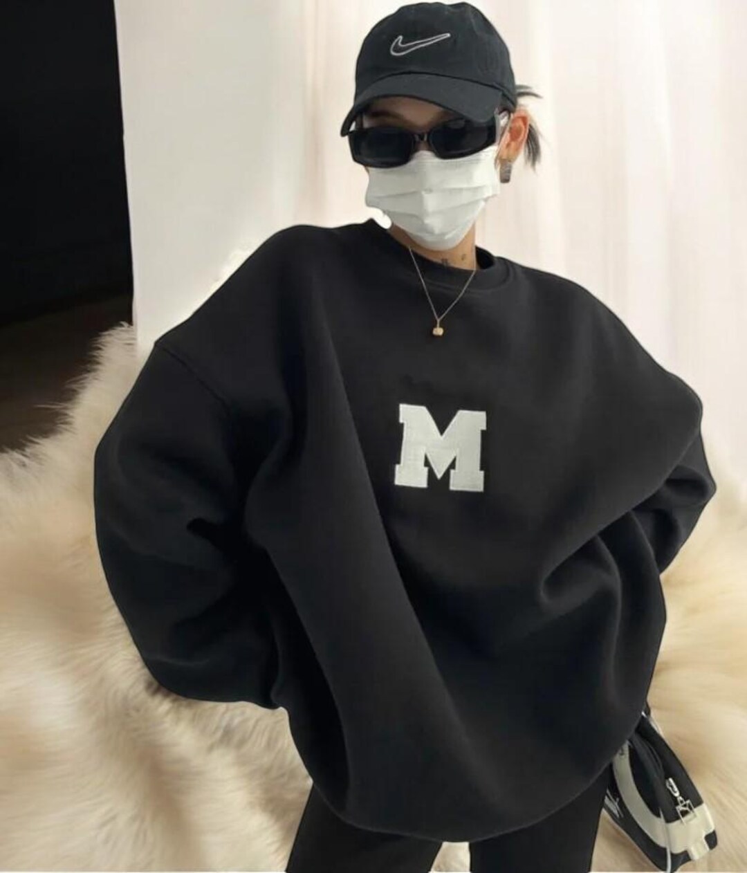 Oversized Letter M Sweatshirt for Women—black, White and Gray Casual ...