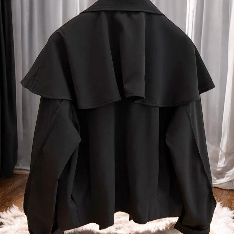 Stylish Women's Cape Sleeve Jacketelegant Layered Zip-up Design in ...