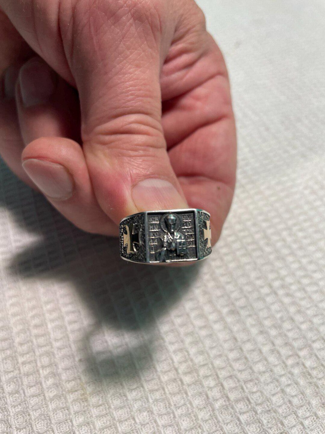 Men’s Ring 925 Silver With Gold Inserts. St. Nicholas - Etsy