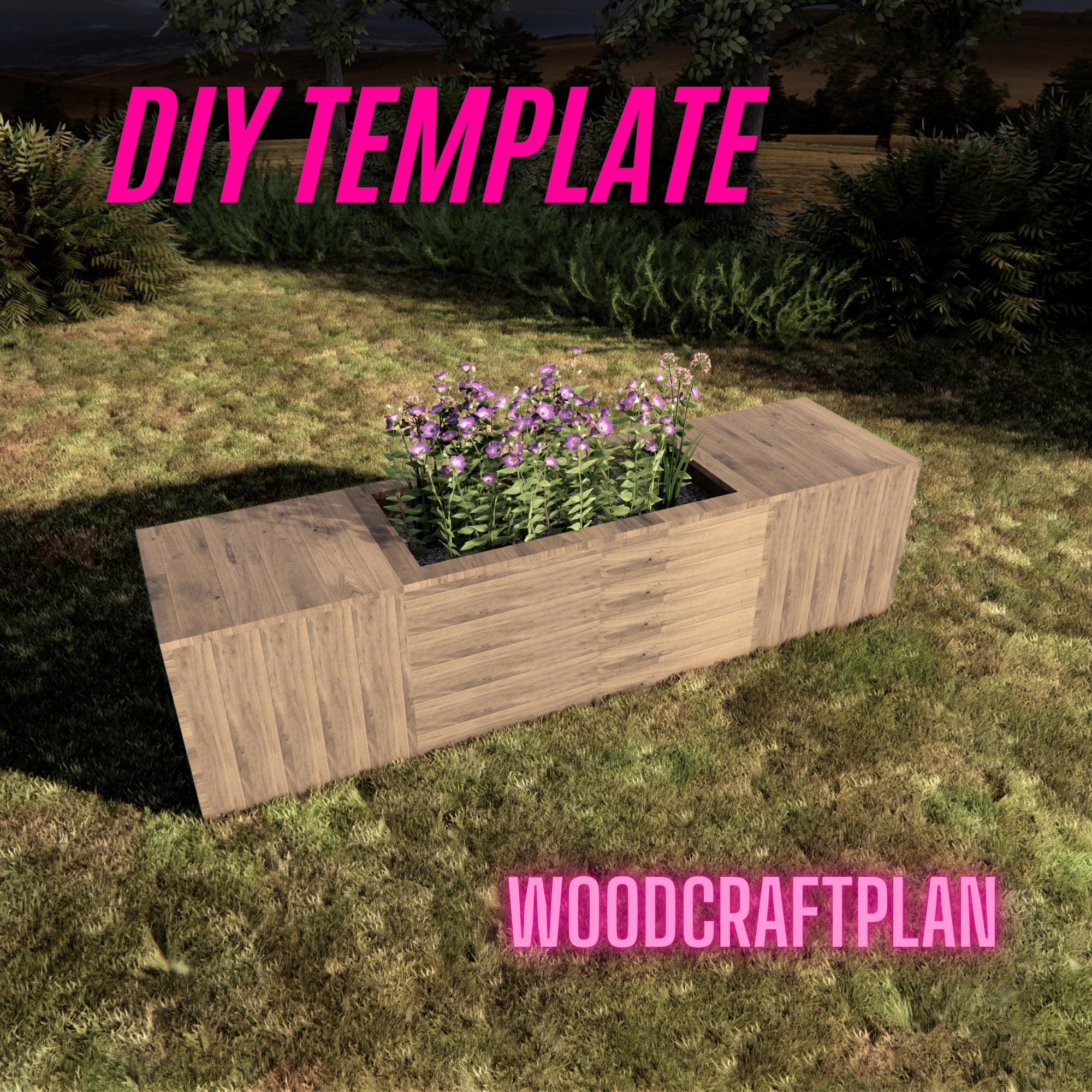 DIY Raised Garden Bed With Bench Plans: Stencil Template (PDF) - Etsy